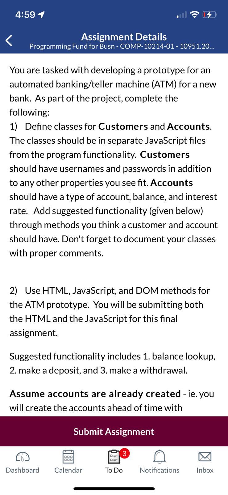 Assignment Details Programming Fund for Busn - | Chegg.com