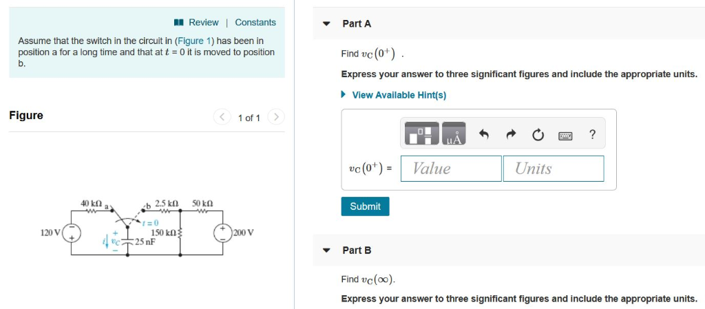 Solved Review Constants Part A Assume that the switch in the | Chegg.com