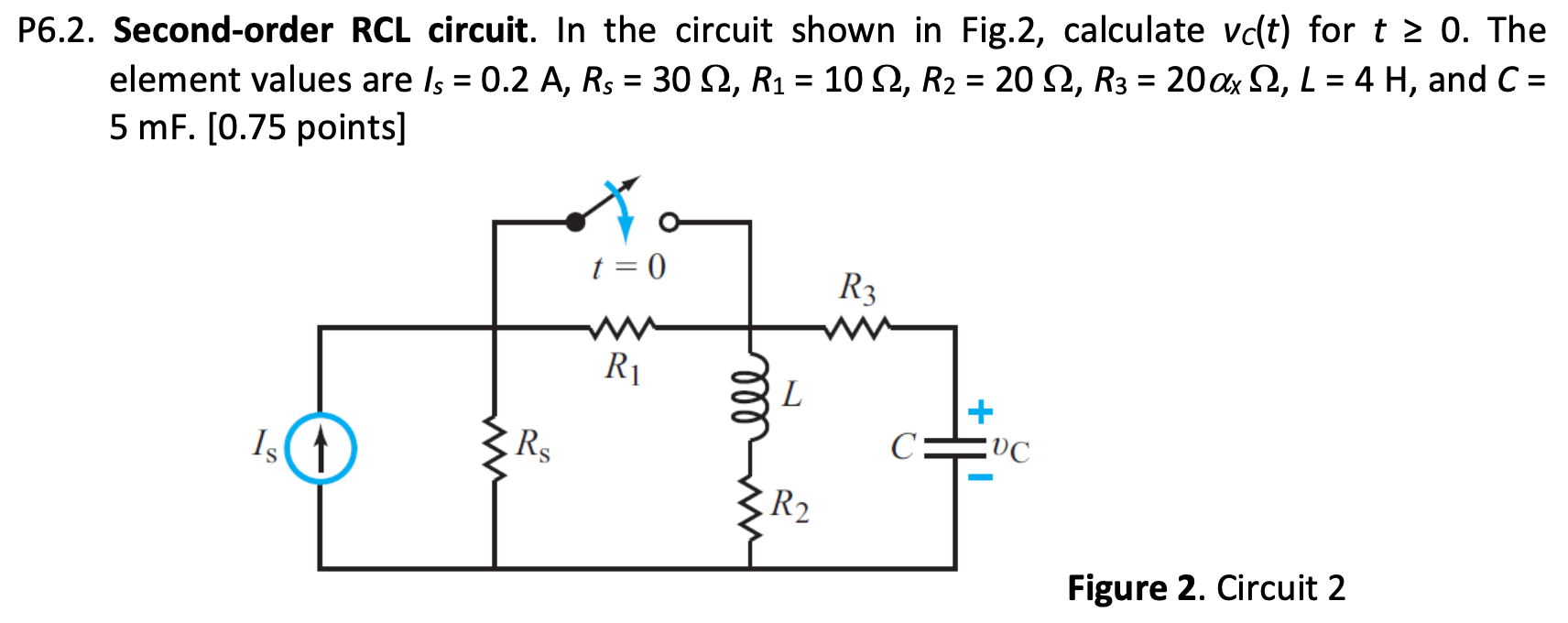 P6.2. Second-order RCL circuit. In the circuit shown | Chegg.com