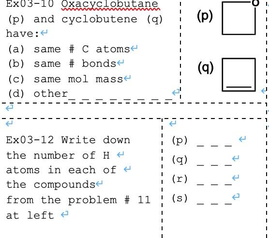 Solved 1 (p) 1 1 Ex03-10 Oxa cyclobutane (p) and cyclobutene | Chegg.com