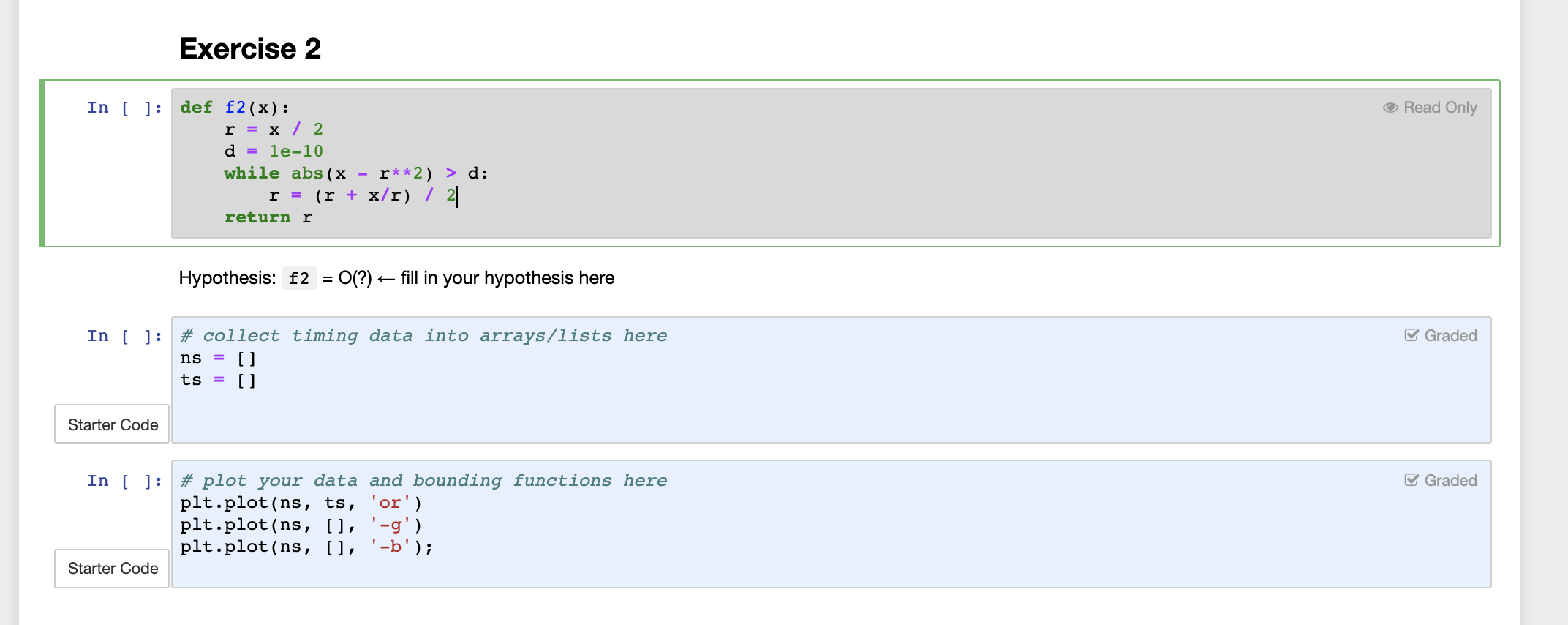 Solved Exercises For the function provided in the first cell | Chegg.com