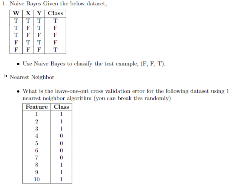 Solved 1. Naive Bayes Given the below dataset W XY Class . | Chegg.com