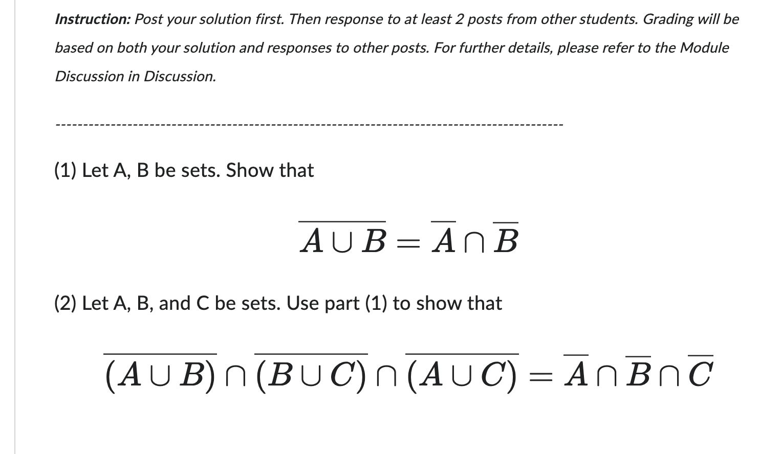Solved Instruction: Post your solution first. Then response | Chegg.com