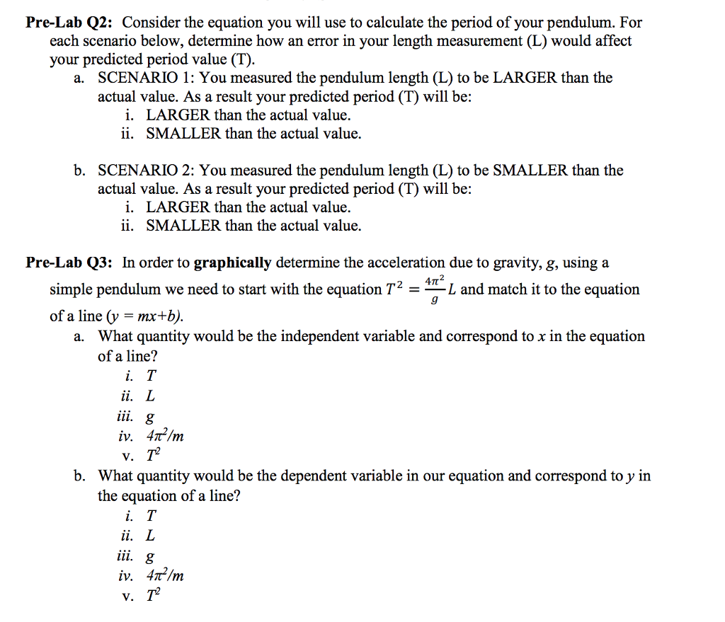 Solved Pre-Lab Q2: Consider the equation you will use to | Chegg.com