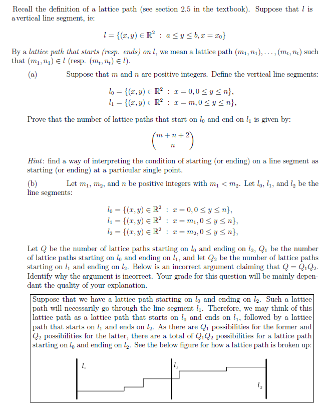 Recall the definition of a lattice path (see section | Chegg.com