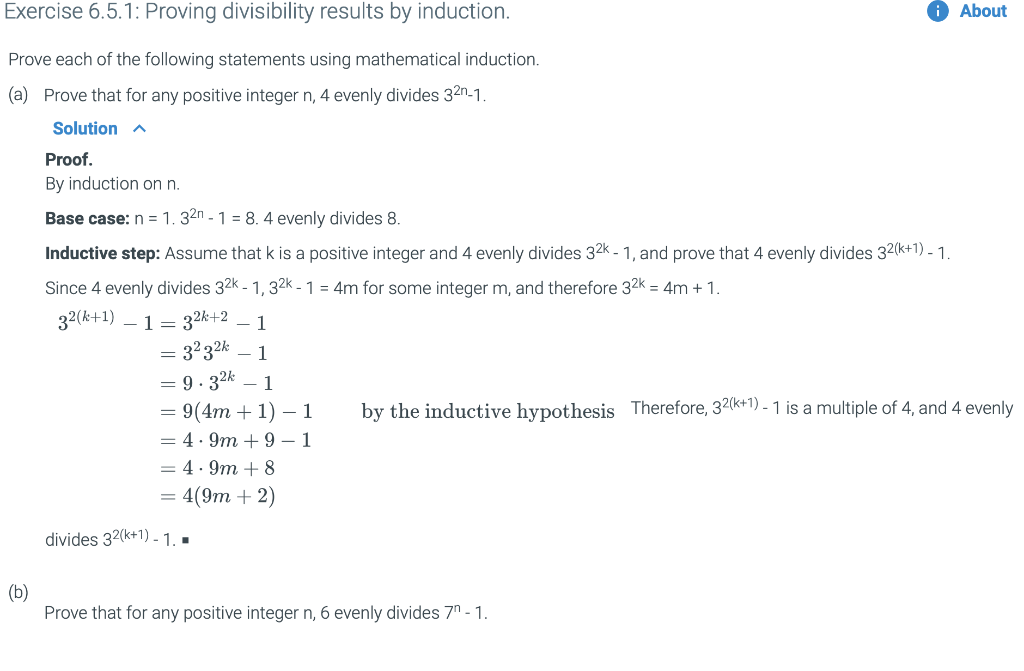 Solved Exercise 6.5.1: Proving divisibility results by | Chegg.com