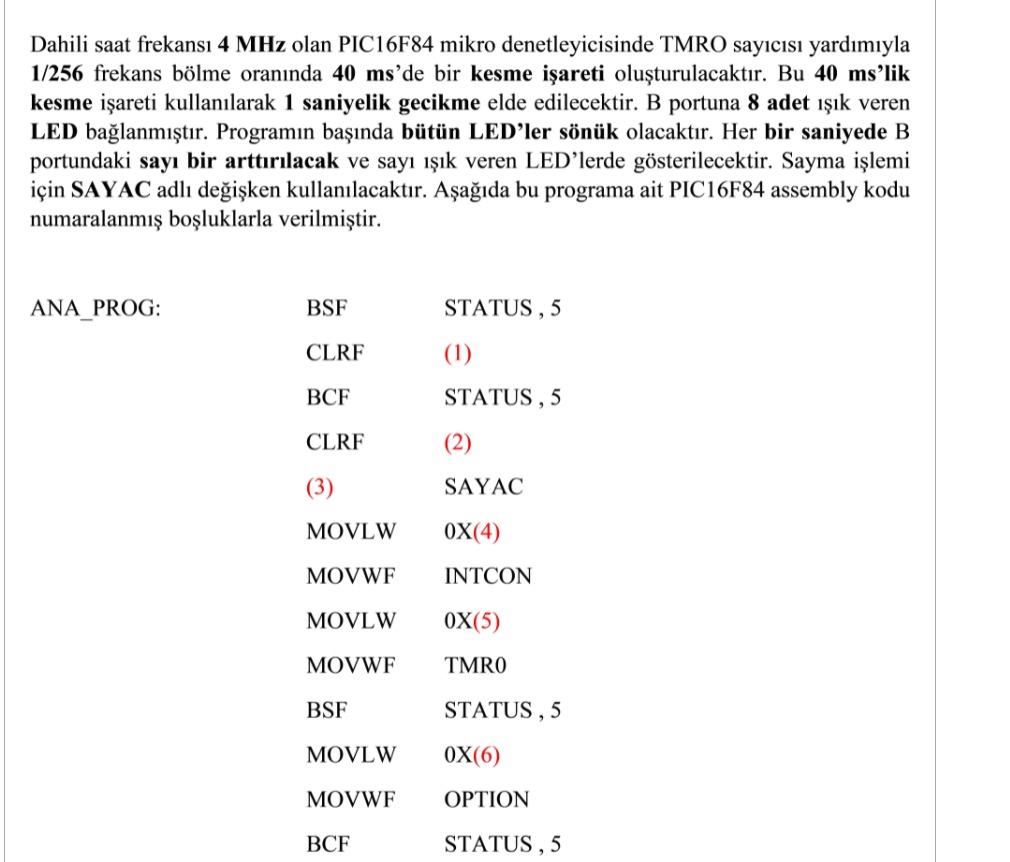 Solved In the pic16f84 microcontroller with an internal | Chegg.com