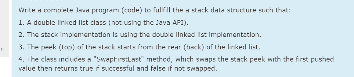 Solved Write a complete Java program (code) to fullfill the | Chegg.com
