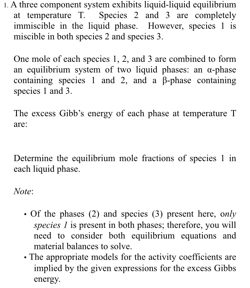 A three component system exhibits liquid-liquid | Chegg.com