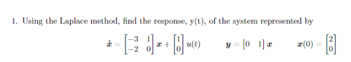 Solved 1. Using the Laplace method, find the response, y(t), | Chegg.com