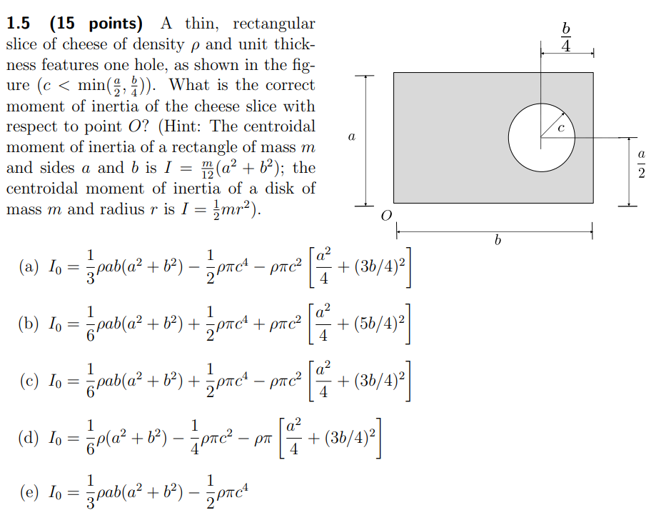 Solved b 4 1.5 (15 points) Athin, rectangular slice of | Chegg.com