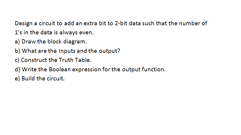 Solved Design a circuit to add an extra bit to 2-bit data | Chegg.com
