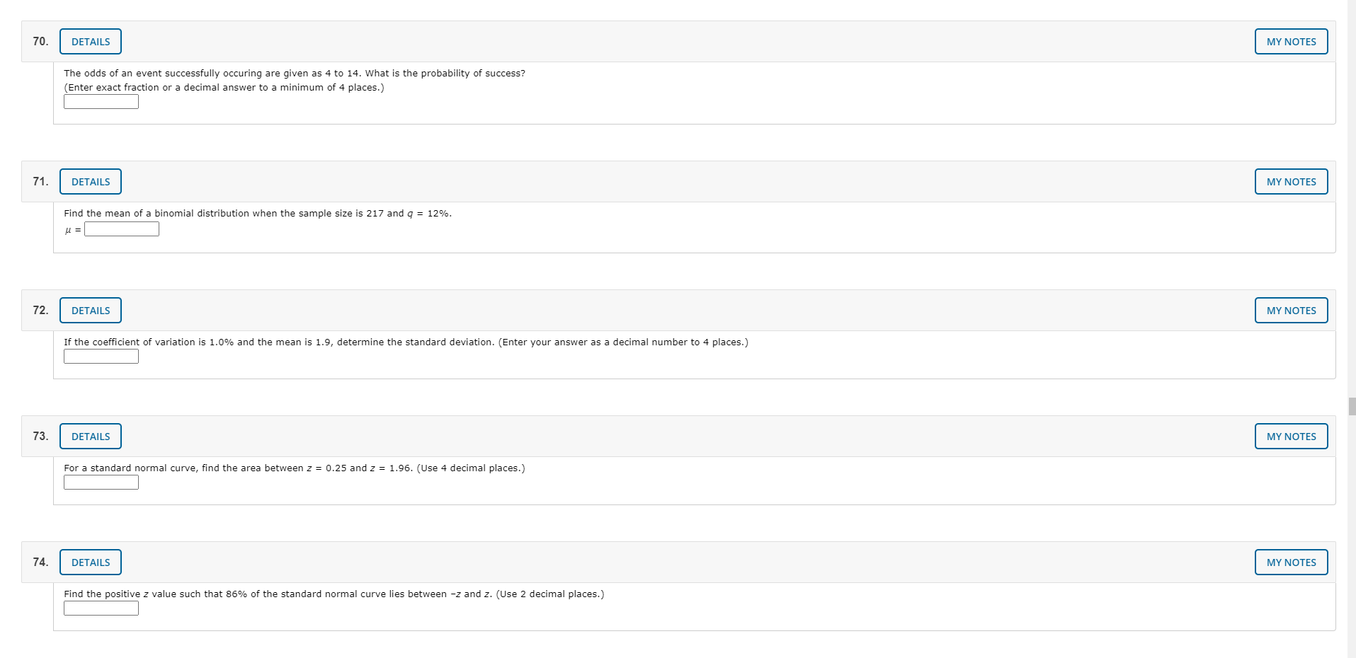 Solved 70. DETAILS MY NOTES The odds of an event | Chegg.com