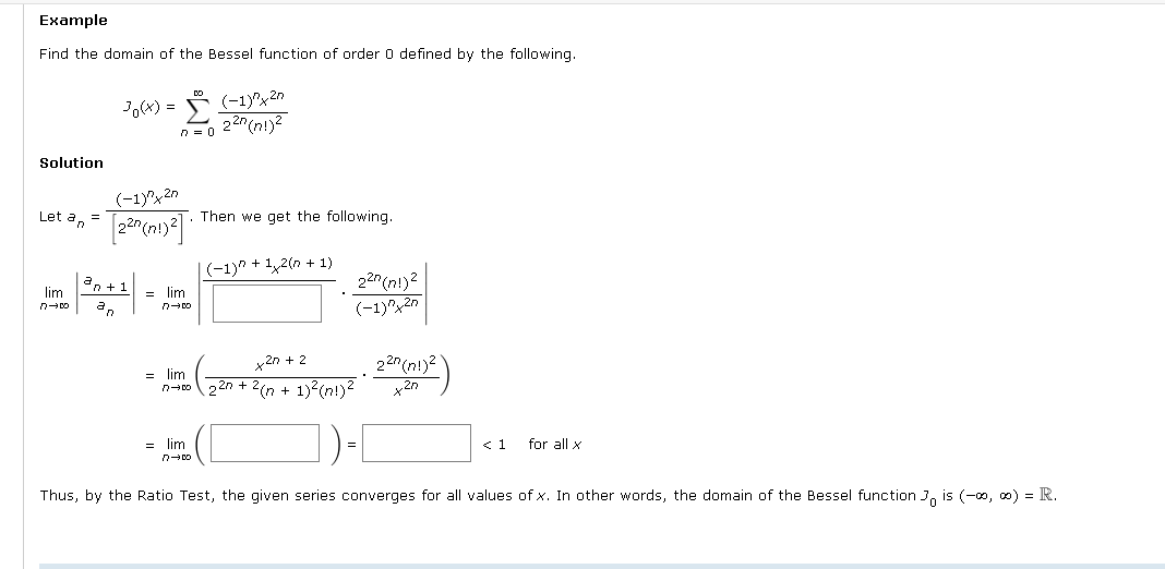 Solved Example Find the domain of the Bessel function of | Chegg.com