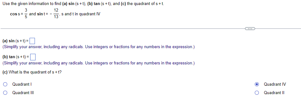 Solved Use the given information to find | Chegg.com