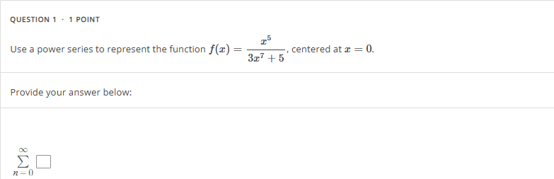 Solved QUESTION 1 - 1 ﻿POINTUse a power series to ﻿represent | Chegg.com