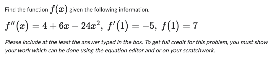 Solved Find the function f(x) given the following | Chegg.com