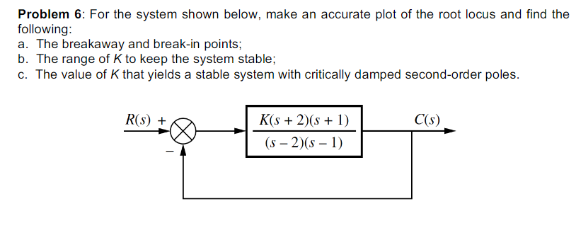 Solved Problem 6: For the system shown below, make an | Chegg.com