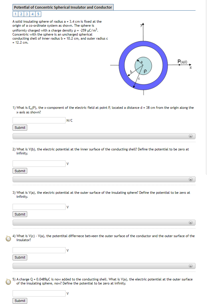 Solved Potential of Concentric Spherical Insulator and | Chegg.com