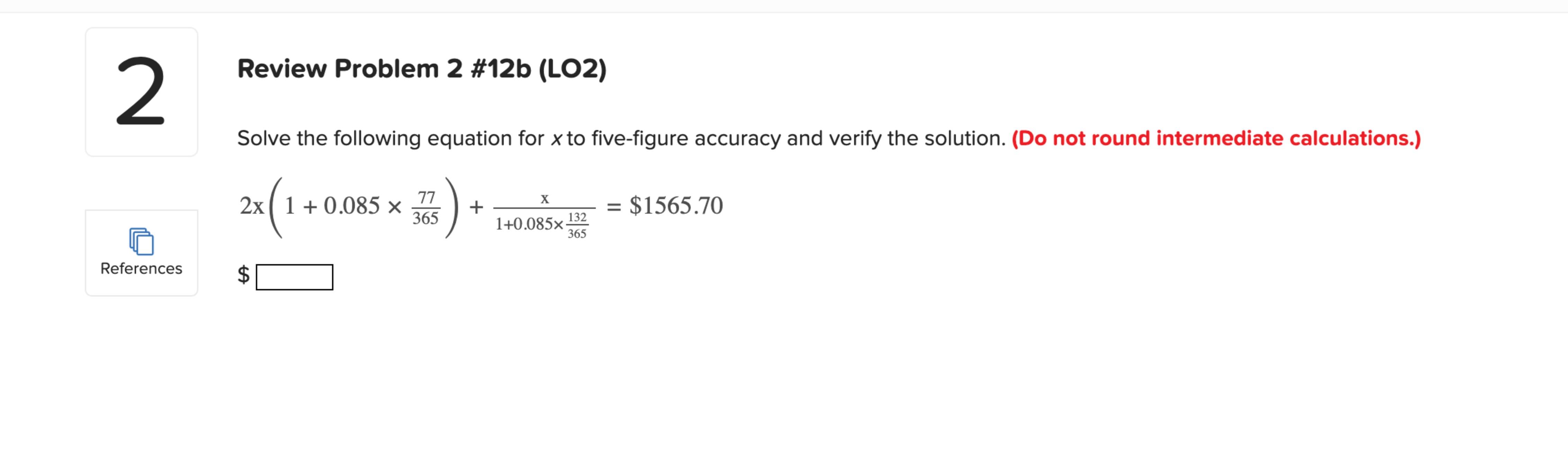 Solved Review Problem 2 ﻿#12b (LO2)Solve the following | Chegg.com