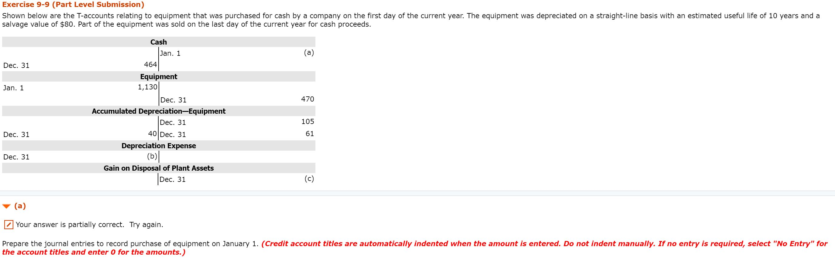 Solved Exercise 9-9 (Part Level Submission) Shown below are | Chegg.com