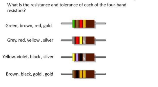 Solved What is the resistance and tolerance of each of the | Chegg.com