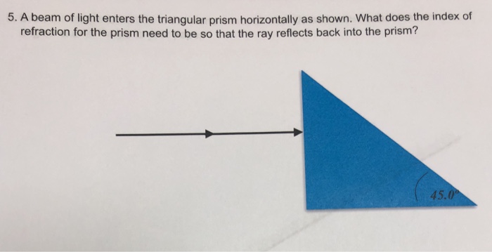 Solved 5. A beam of light enters the triangular prism | Chegg.com
