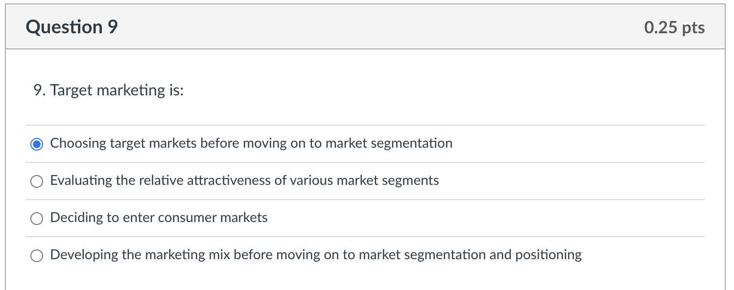 Solved 7. Market segmentation is: Dividing a market between | Chegg.com