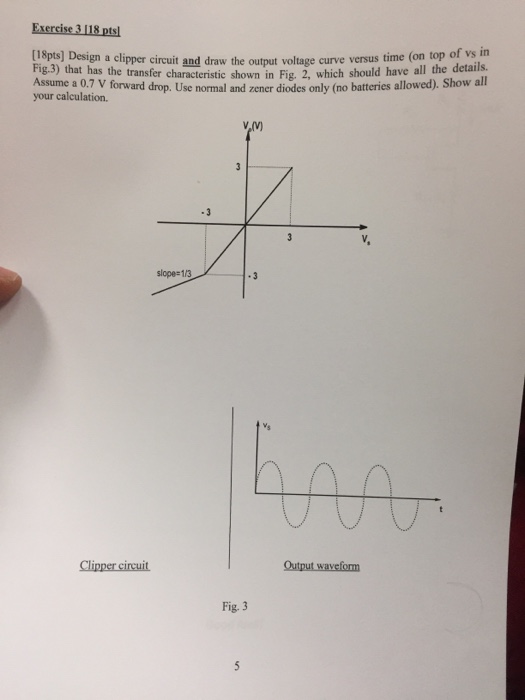 Solved Design a clipper circuit and draw the output voltage | Chegg.com