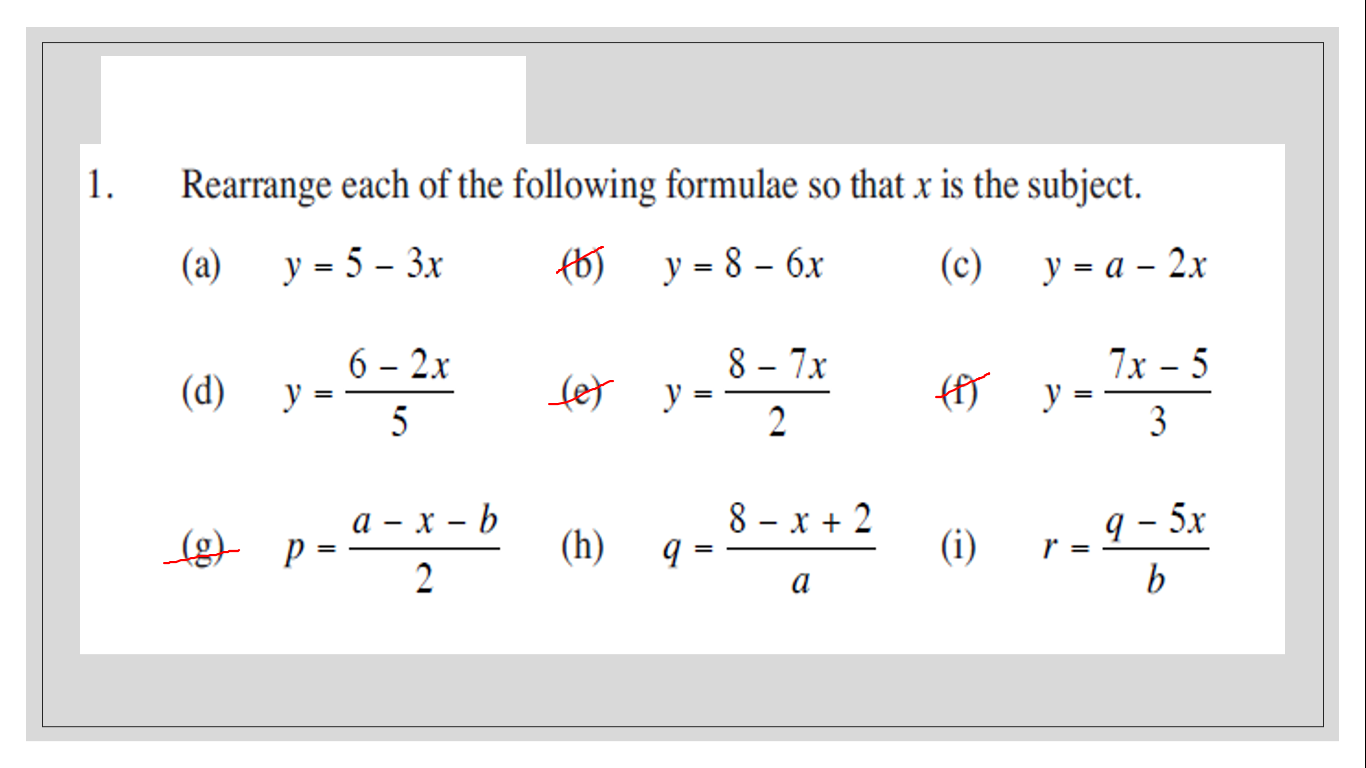 Solved 1. Rearrange each of the following formulae so that x | Chegg.com