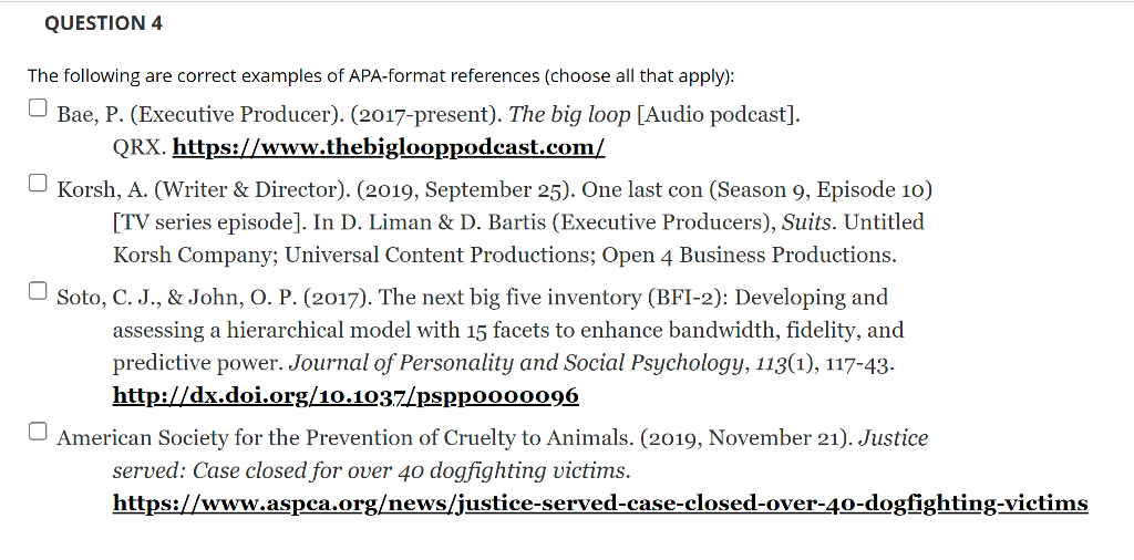 APA? Hi, which ones are correct APA citations? A | Chegg.com