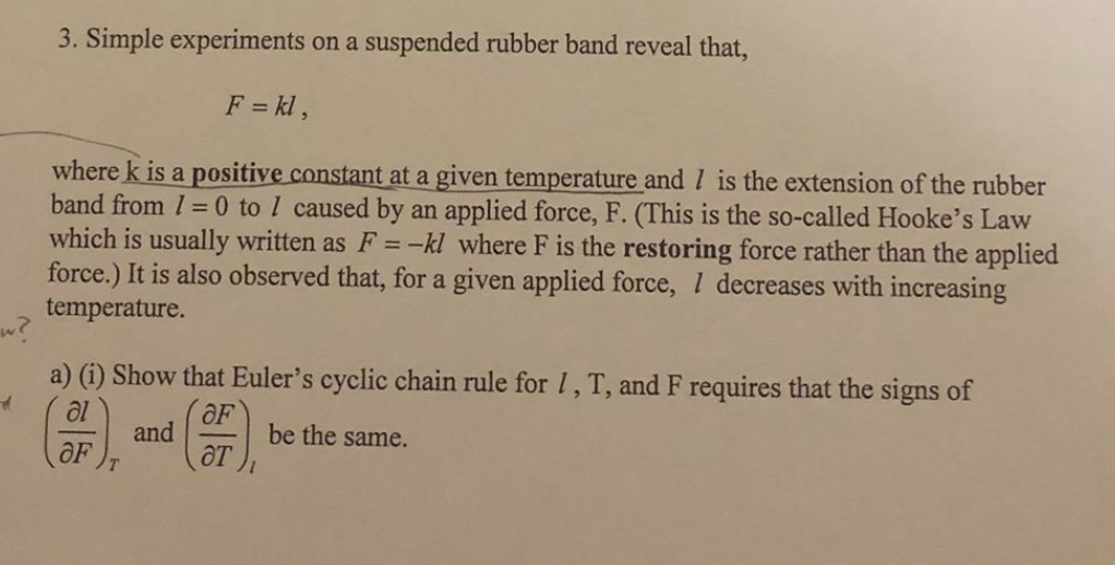Solved 3. Simple experiments on a suspended rubber band | Chegg.com