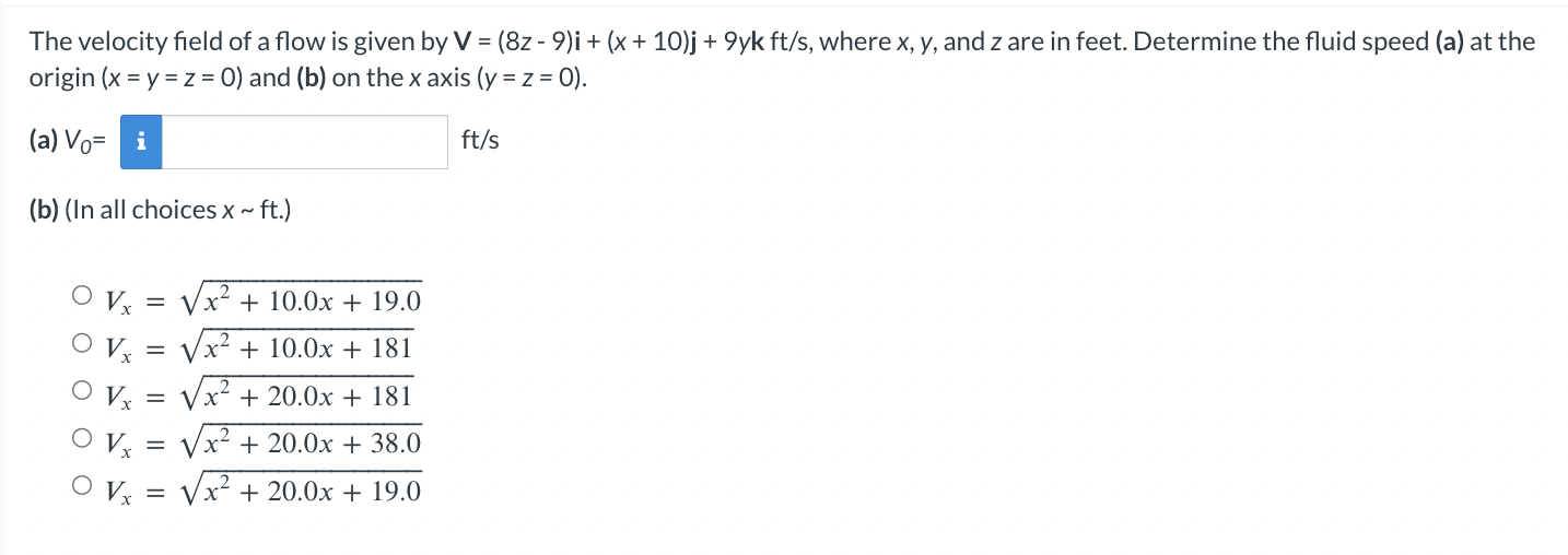 Solved The velocity field of a flow is given by | Chegg.com