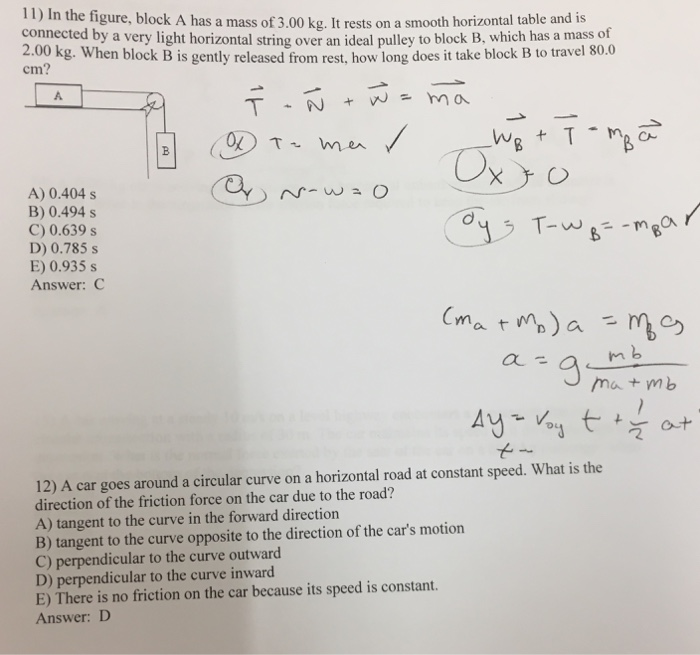 Solved 11) In the figure, block A has a mass of 3.00 kg, It | Chegg.com