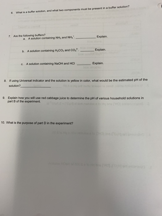 Solved Name pH and Properties of Buffers Date PRE-LAB | Chegg.com