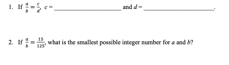 Solved 1. If and d= b a 15 2. If == what is the smallest | Chegg.com