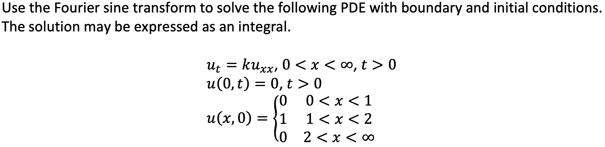 Solved Use The Fourier Sine Transform To Solve The Following