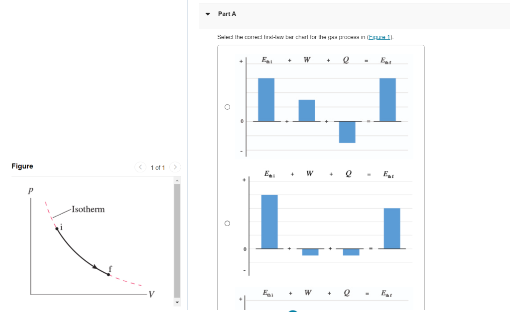 Solved Part A Select the correct first-law bar chart for the | Chegg.com