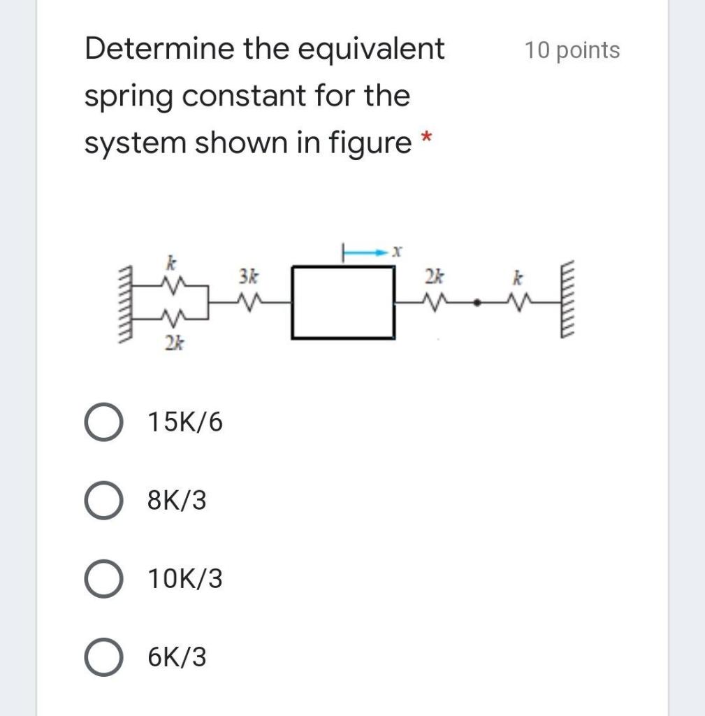 Solved 10 points Determine the equivalent spring constant | Chegg.com