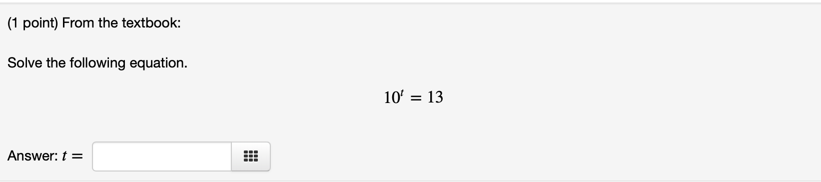 Solved (1 point) From the textbook: Solve the following | Chegg.com