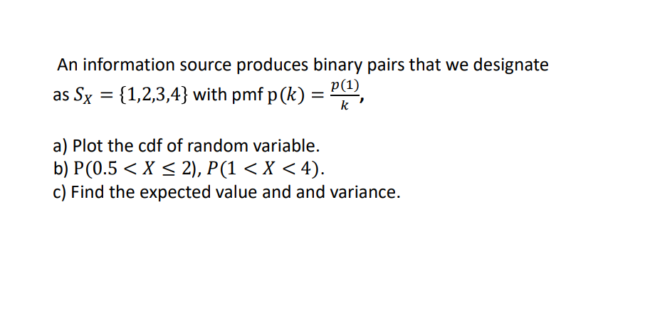 Solved An information source produces binary pairs that we | Chegg.com