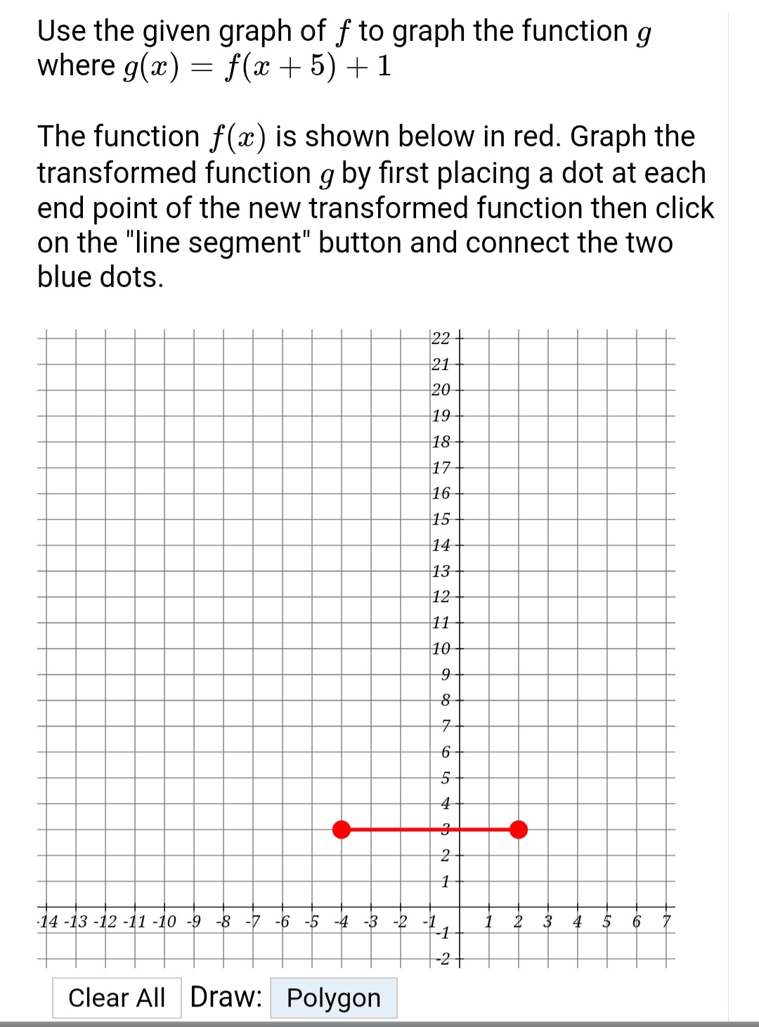 Solved where g(x)=f(x+5)+1 The function f(x) is shown below | Chegg.com