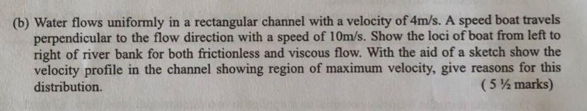 Solved (b) Water flows uniformly in a rectangular channel | Chegg.com