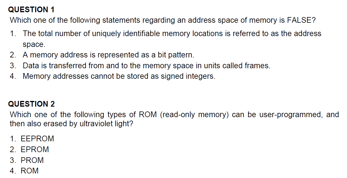 Solved QUESTION 1 Which one of the following statements | Chegg.com