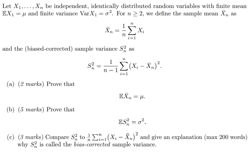 Solved Let X1,..., Xn be independent, identically | Chegg.com
