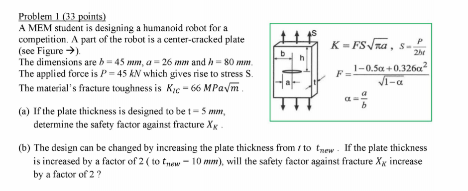 Solved AS Problem 1 (33 points) A MEM student is designing a | Chegg.com