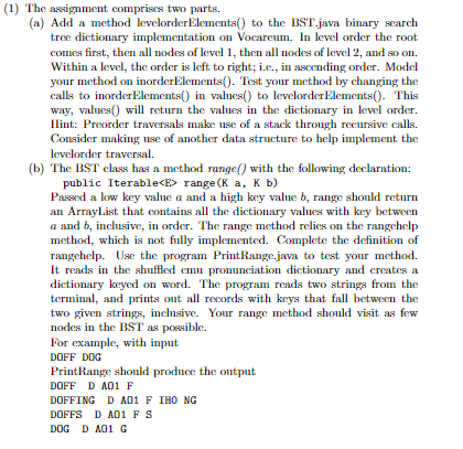 BST.java import java.util.ArrayList; /** BST | Chegg.com
