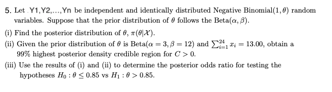 Solved 5. Let Y1,Y2,…,Yn be independent and identically | Chegg.com