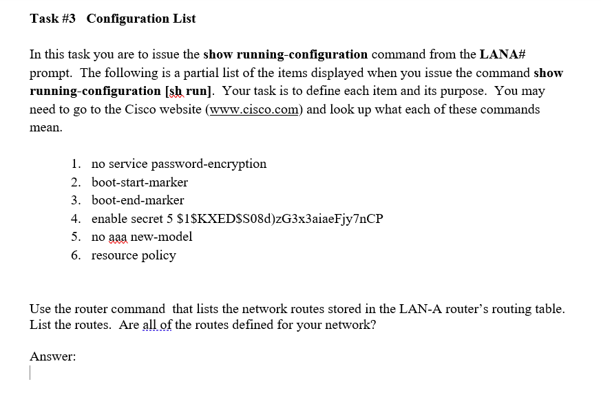 Solved Task 3 Configuration List In This Task You Are To 