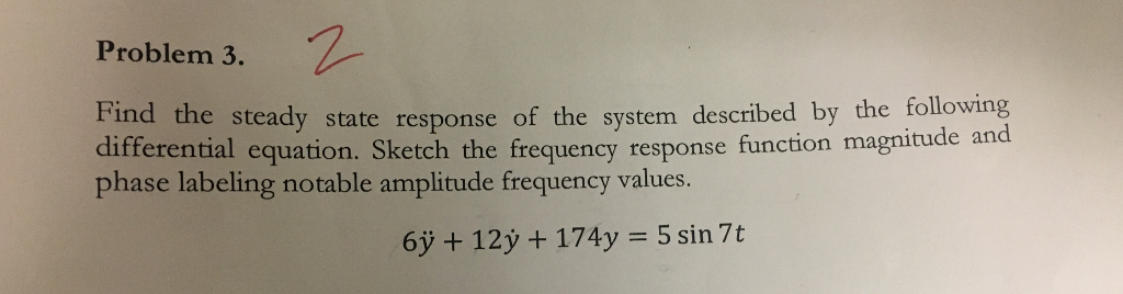 Solved Problem 3. Find the steady state response of the | Chegg.com